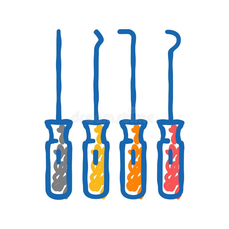 Pick and Hook Garage Tool Icon Doodle Illustration Stock Vector ...