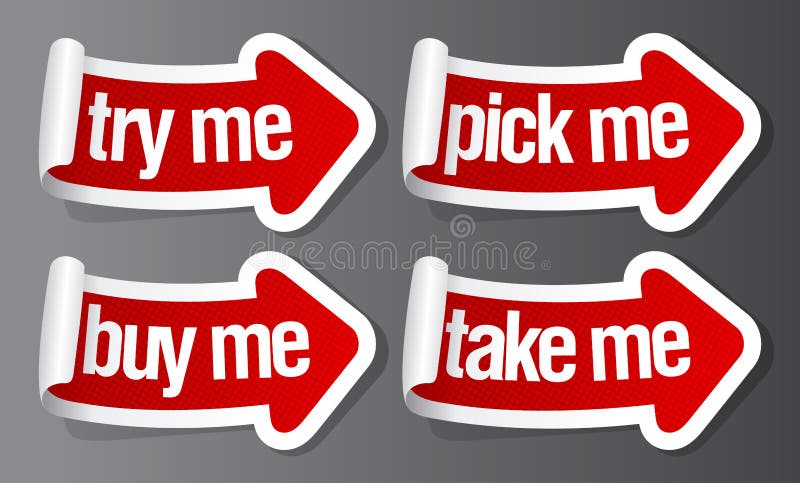 Pick Me, Buy Me Stickers in Form of Arrows. Stock Vector - Illustration ...