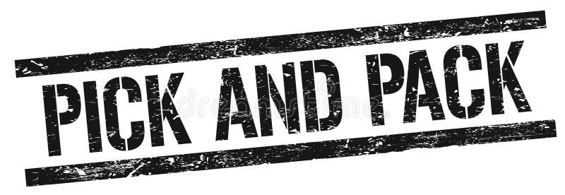 PICK and PACK Text on Black Grungy Rectangle Stamp Stock Illustration ...