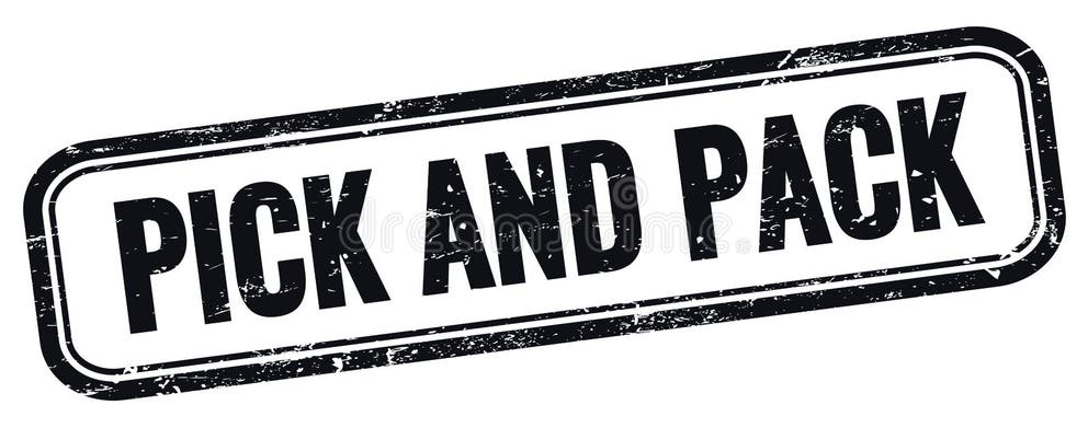 PICK and PACK Text on Black Grungy Vintage Stamp Stock Illustration ...