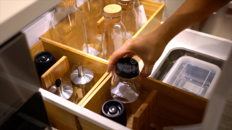 Pick Up Empty Bottle from Rack in the Kitchen Stock Photo - Image of ...