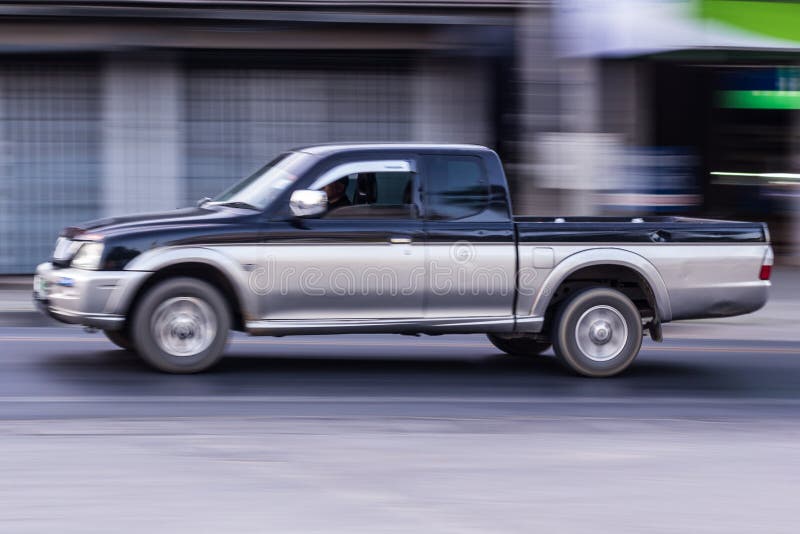 Pick-up Speeding in road stock photo. Image of energetic - 79137366