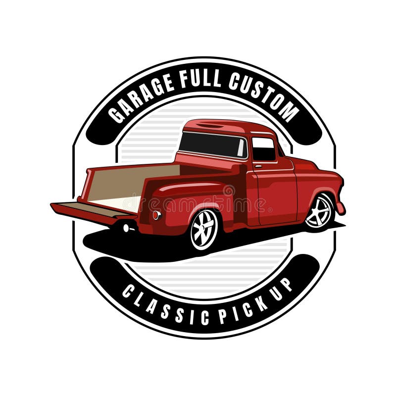 Pick Up Truck Classic Garage Illustration Logo Design Vector Stock ...