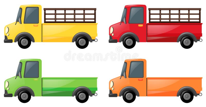 Pick Up Truck in Four Colors Stock Vector - Illustration of yellow ...