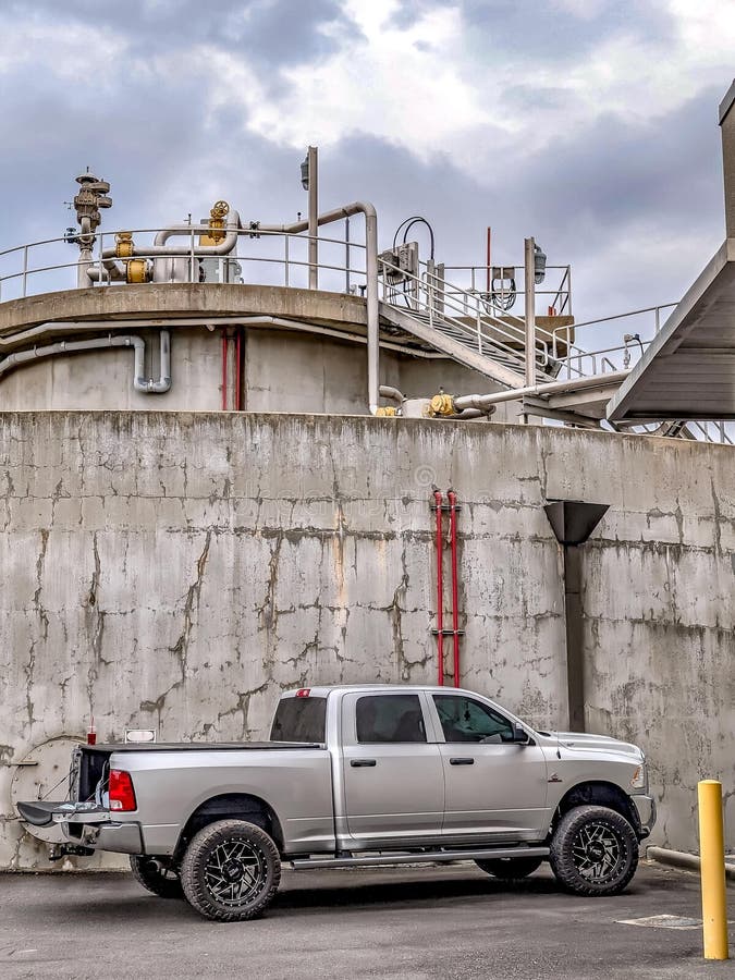 Pick Up Truck at Industrial Plant Stock Image - Image of green ...