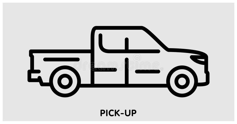 Pick-Up Vehicle Car Line Icon Stock Illustration - Illustration of pick ...