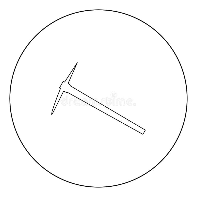 Pickaxe Black Icon in Circle Vector Illustration Isolated . Stock ...