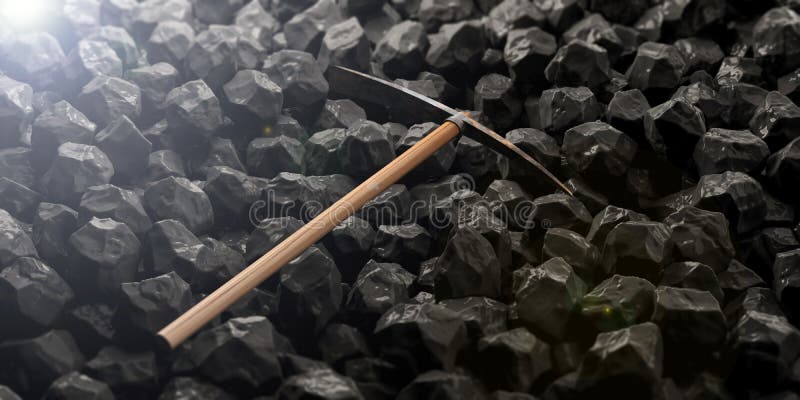 Pickaxe on Black Rocks Background. 3d Illustration Stock Illustration ...