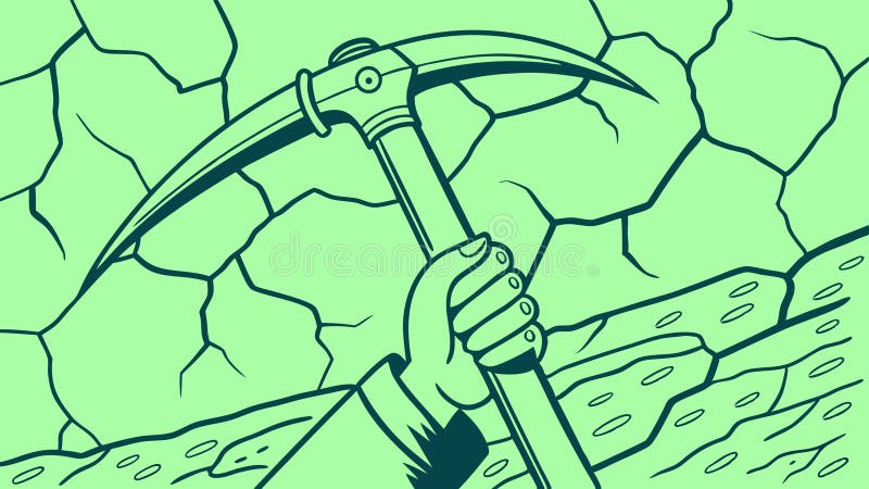 Pickaxe with Diamonds in Cave, Treasure Mining, Vector Design ...