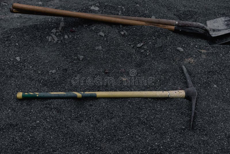 Pickaxe in the Mine an Old Weathered Spade with a Rusty Blade Coal ...