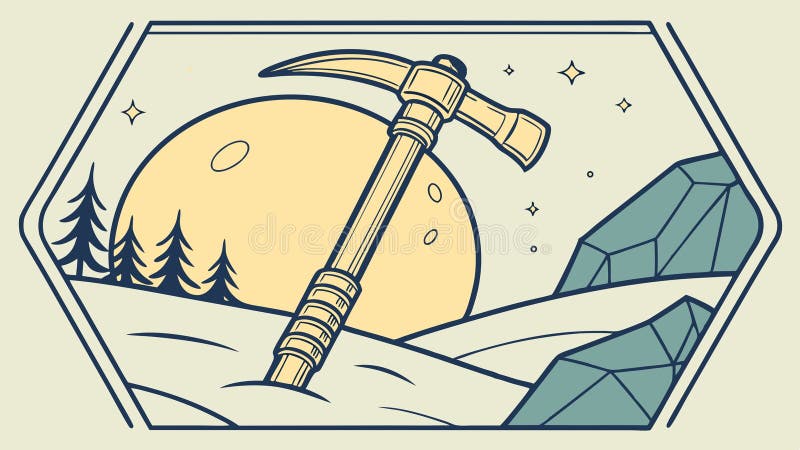 Pickaxe with Moon and Stars, Mining Astronomy, Vector Design Generative ...