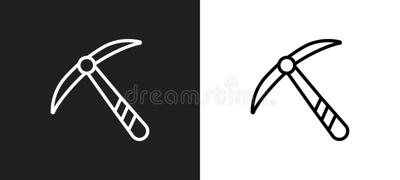 Pickaxe Outline Icon in White and Black Colors. Pickaxe Flat Vector ...