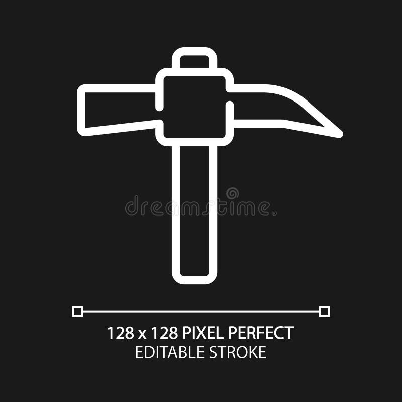 Pickaxe Pixel Perfect White Linear Icon for Dark Theme Stock Vector ...