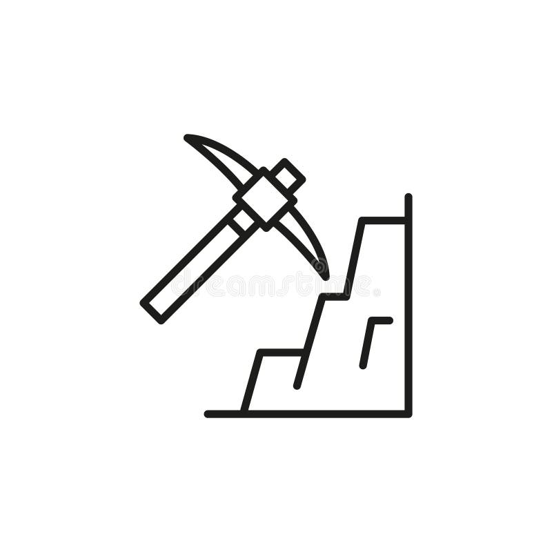 Pickaxe and rock icon stock vector. Illustration of working - 325772945