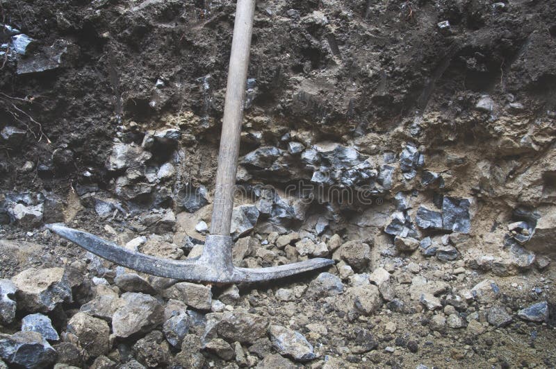 Pickaxe Tool. Career. the Hammer Breaks the Rock Stock Image - Image of ...