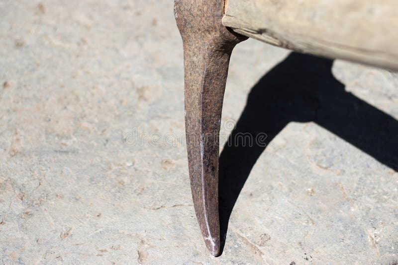 The Pickaxe Tool Hits the Stone. Extraction of Stone and Iron Ore with ...