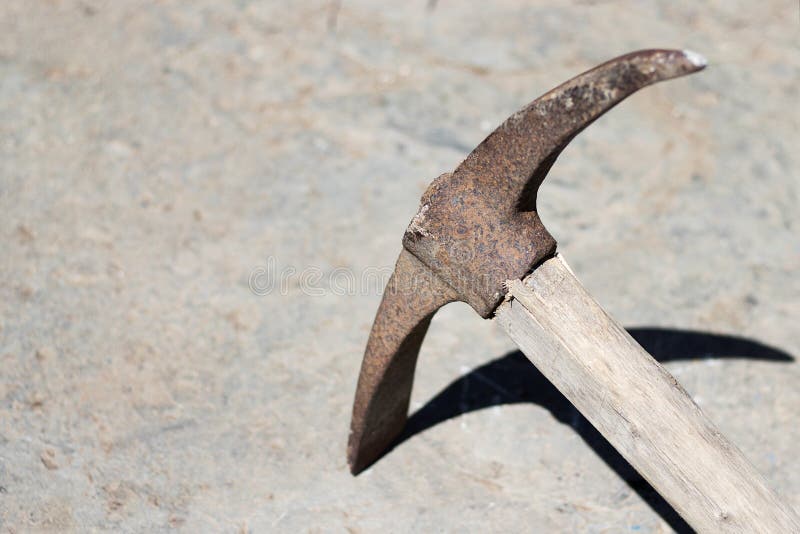 The Pickaxe Tool Lies Striking a Stone. Extraction of Stone Iron Pick ...