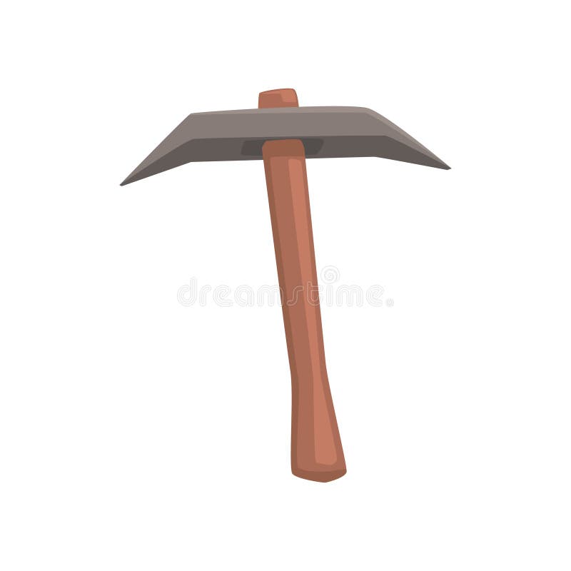 Pickaxe With Iron Tip And Wooden Handle. Cartoon Working Tool For ...
