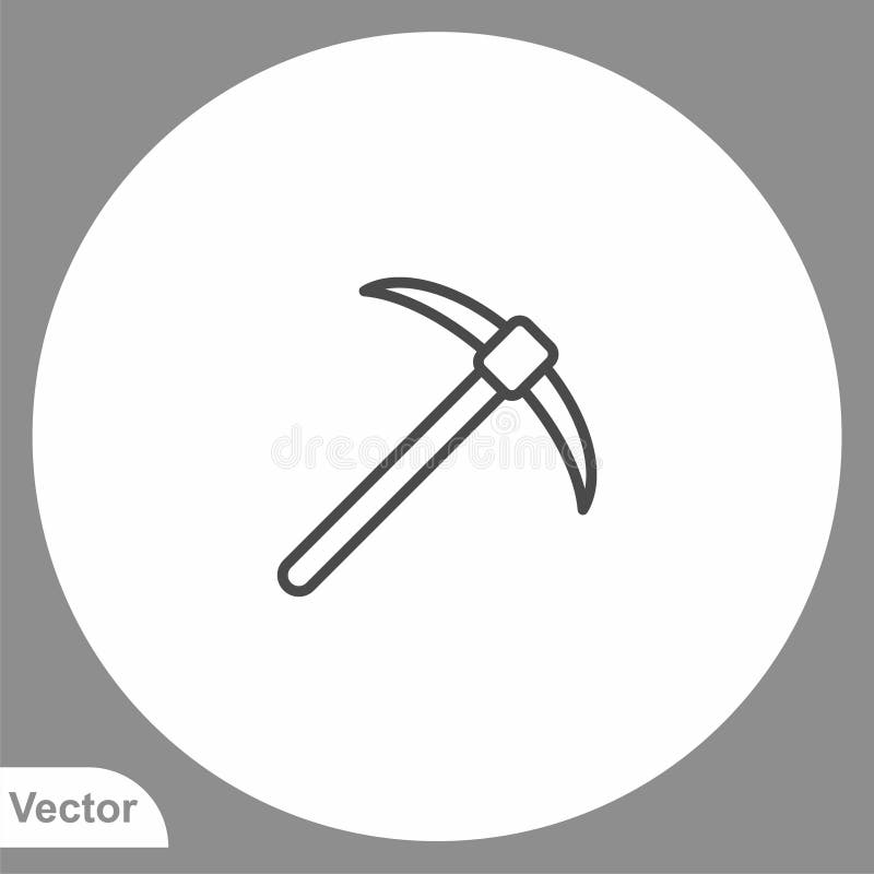 Pickaxe Vector Icon Sign Symbol Stock Vector - Illustration of line ...
