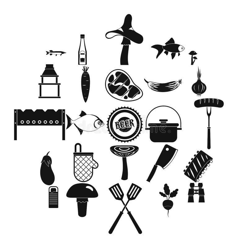 Picker Icons Set, Simple Style Stock Vector - Illustration of asia ...