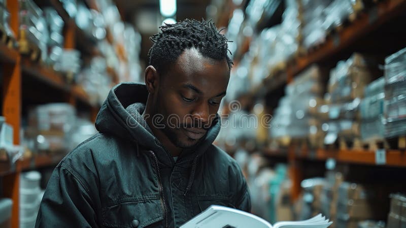 Picker Packer Using Handheld Scanner To Track Inventory in Aisles of ...