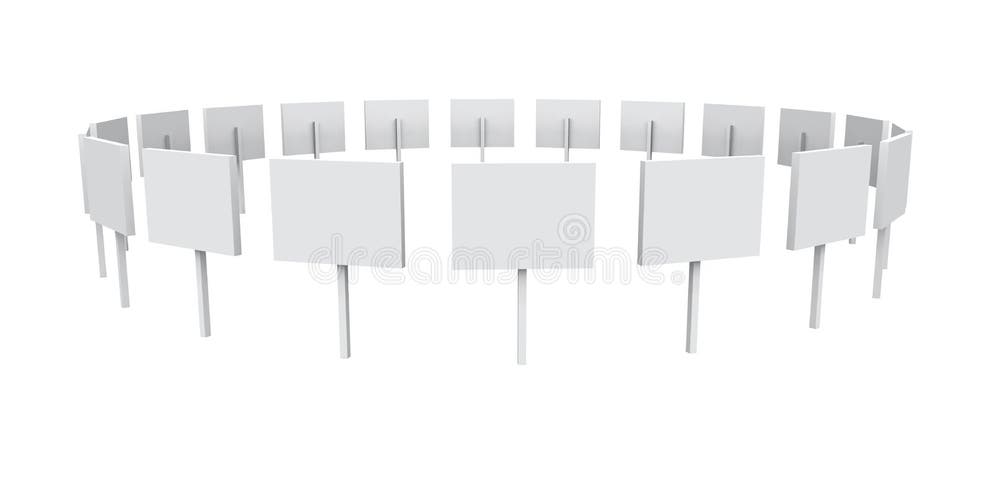 Picket signs in a circle stock illustration. Illustration of design ...