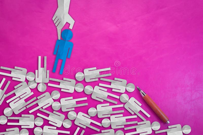 Picking the Blue Man Paper Cut from Others with Human Resource C Stock ...