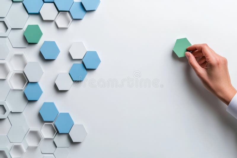 Picking Out a Green Hexagon Manually from a Blue Hexagon Design Stock ...