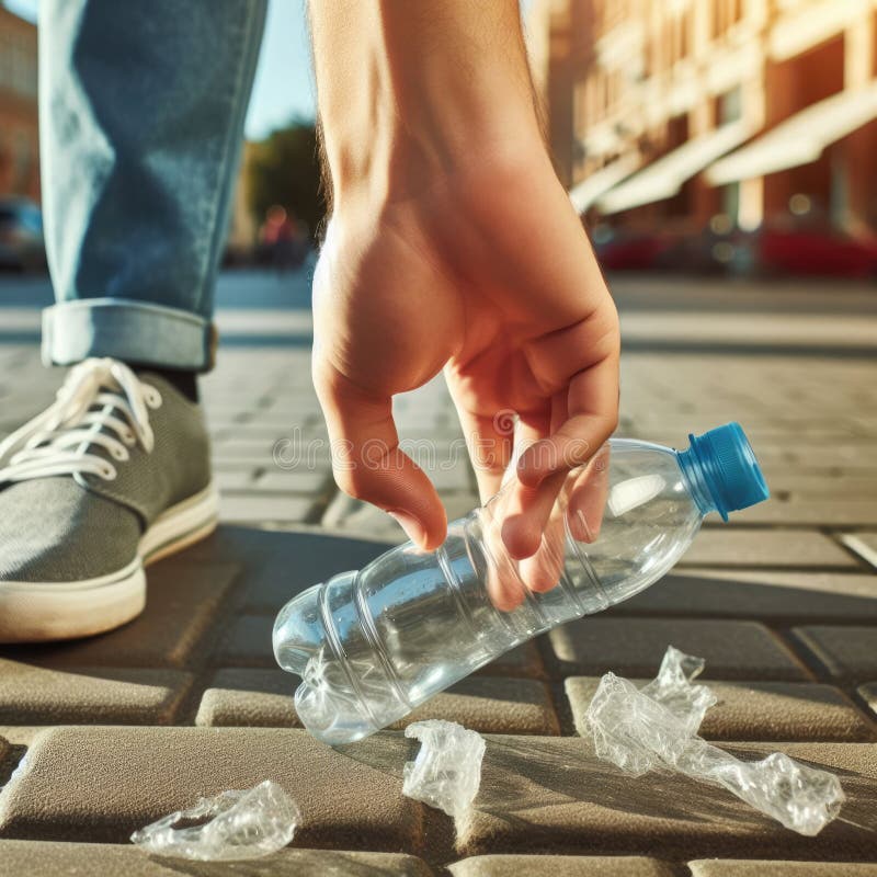 Picking Plastic Bottle Up, Keeping Environment Clean and Ecology ...