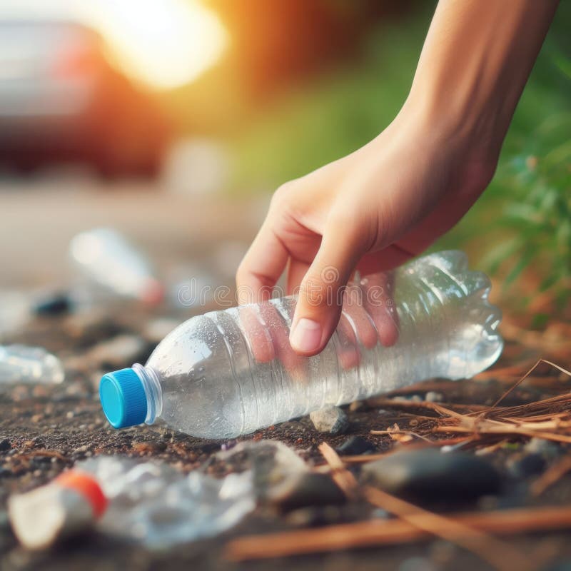 Picking Plastic Bottle Up, Keeping Environment Clean and Ecology ...