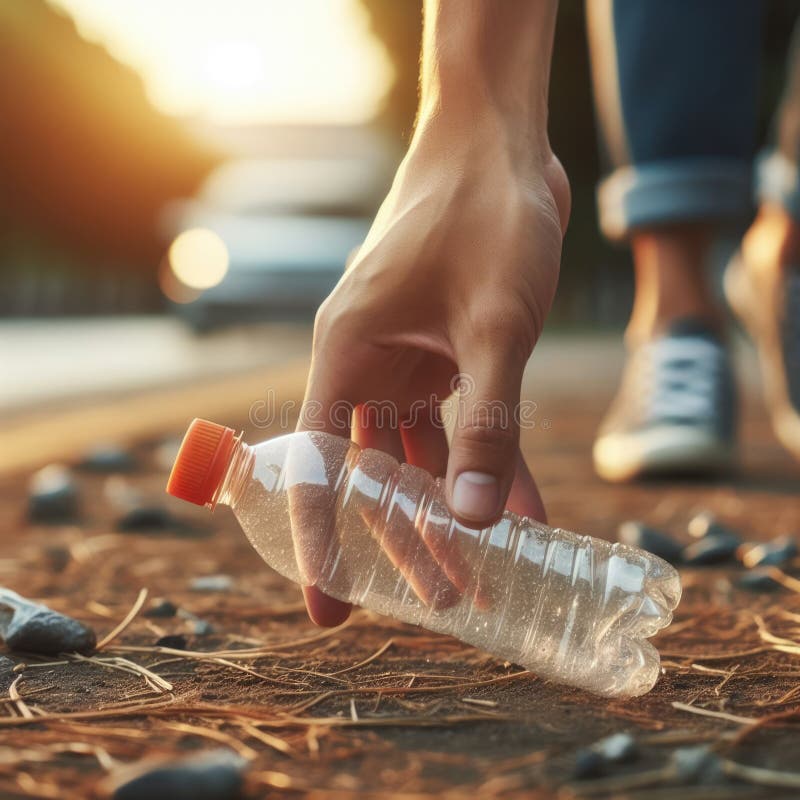 Picking Plastic Bottle Up, Keeping Environment Clean and Ecology ...