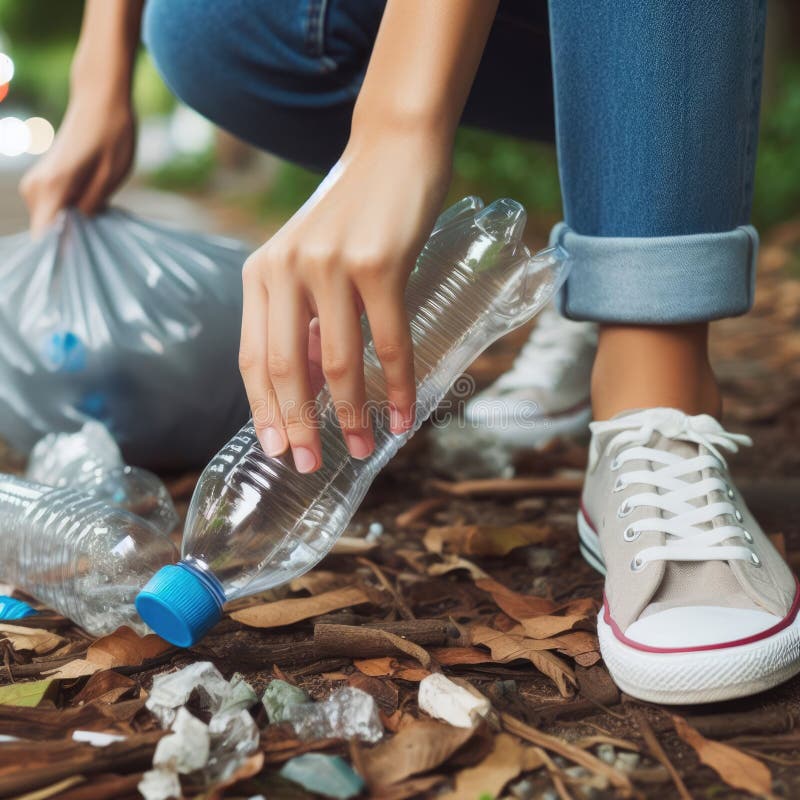 Picking Plastic Bottle Up, Keeping Environment Clean and Ecology ...