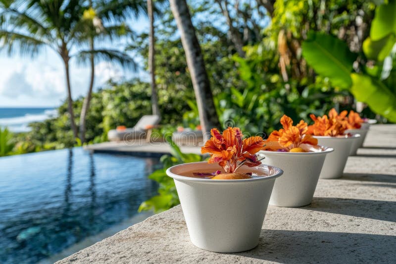 Picking a Special Cocktail in an Ice Bucket for the Pool Party Stock ...