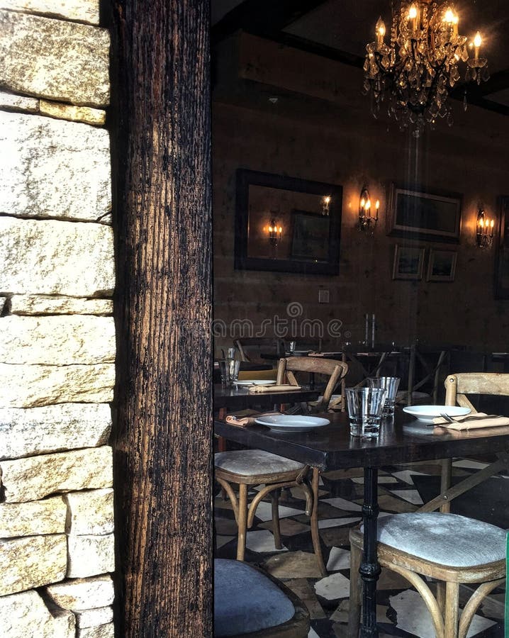 Picking through Window of Empty Cozy Restaurant Interior Stock Image ...