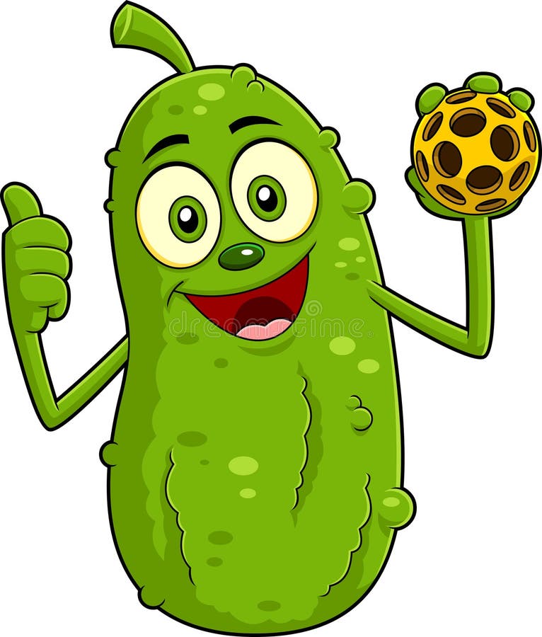 Cute Pickle Cartoon Character Giving a Thumb Up and Holding a ...
