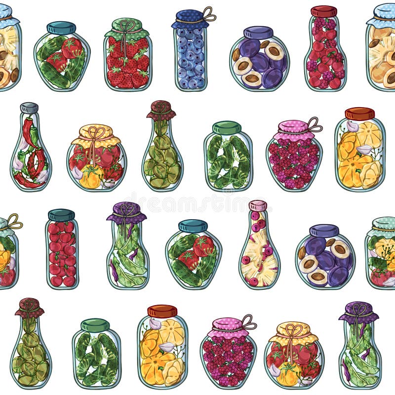 Pickle jars pattern stock vector. Illustration of pickled - 139578521
