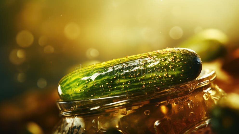 A Pickle Sitting in a Jar with Water, AI Stock Photo - Image of drink ...
