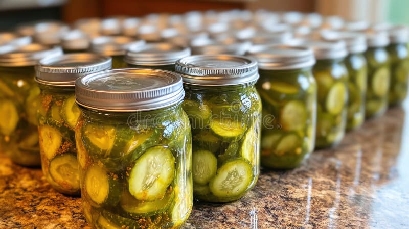 Pickle Time Week Homemade Pickles in Mason Jars on Kitchen Counter ...