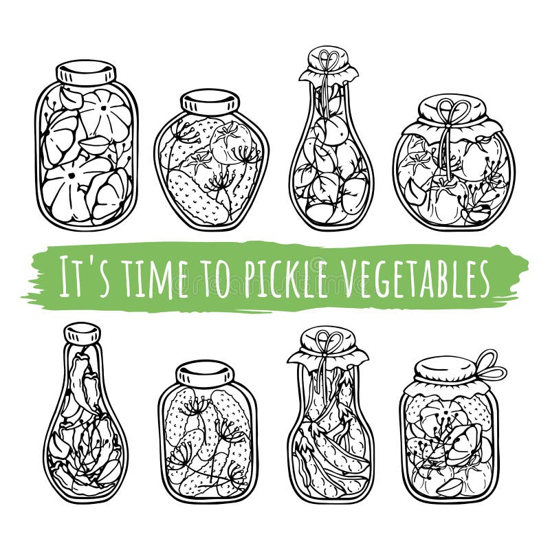 Pickle vegetables sketch stock vector. Illustration of element - 139578368