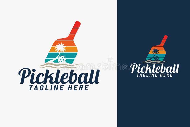 Pickleball Logo with a Combination of a Racket, Ball, Coconut Tree, and ...