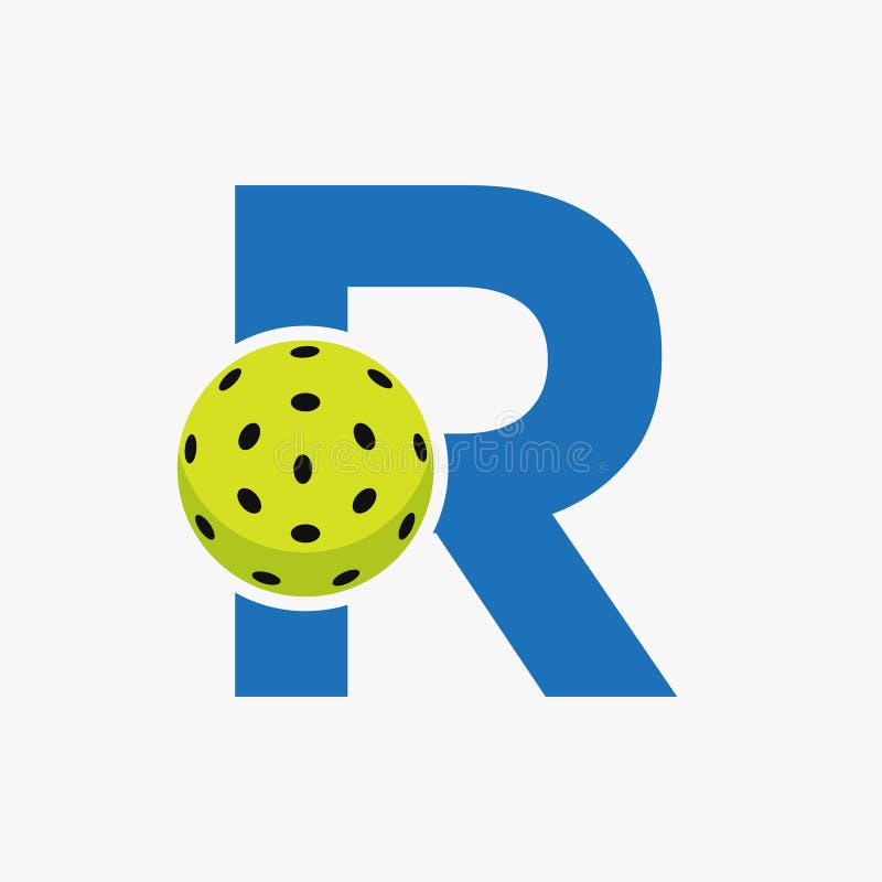 Pickleball Logo on Letter R Vector Template. Pickle Ball Logotype Stock ...