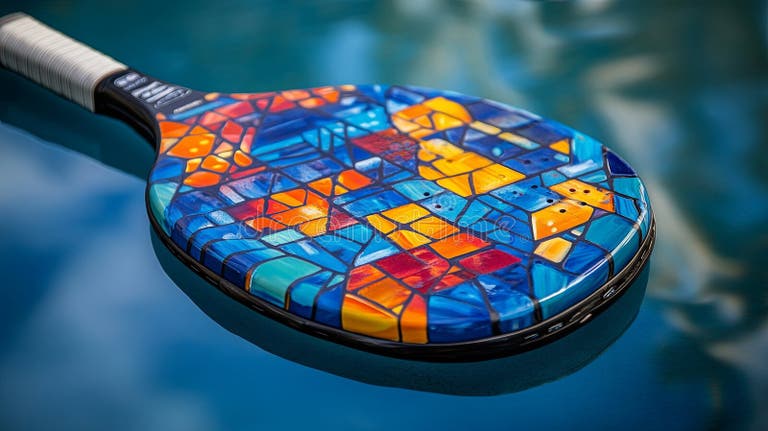 Pickleball Paddle with Abstract Geometry Art . Stock Image - Image of ...
