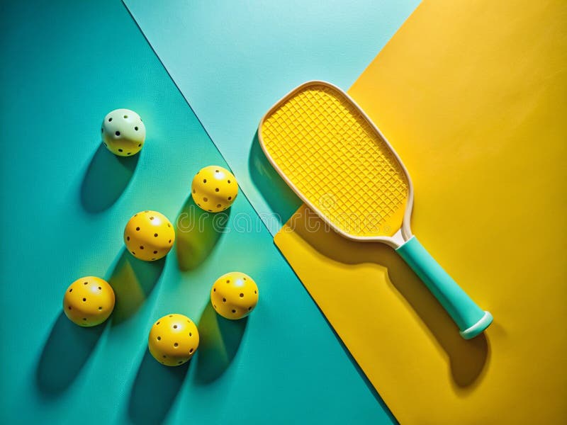 Pickleball Paddle Ball Generative Ai Stock Illustration - Illustration ...