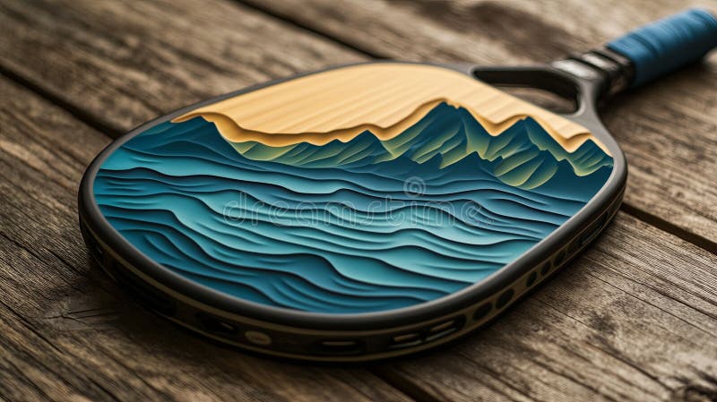 Pickleball Paddle Design Inspired by Mountains and Rivers . Stock Image ...