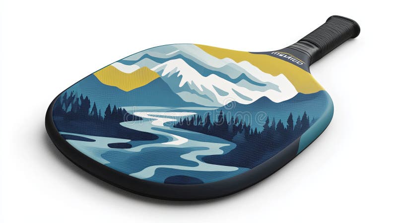 Pickleball Paddle Design Inspired by Mountains and Rivers . Stock Image ...
