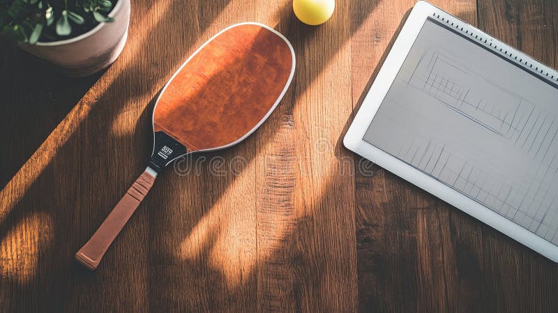 Pickleball Paddle Next To Drawing Tablet, Creative Desk . Stock Image ...