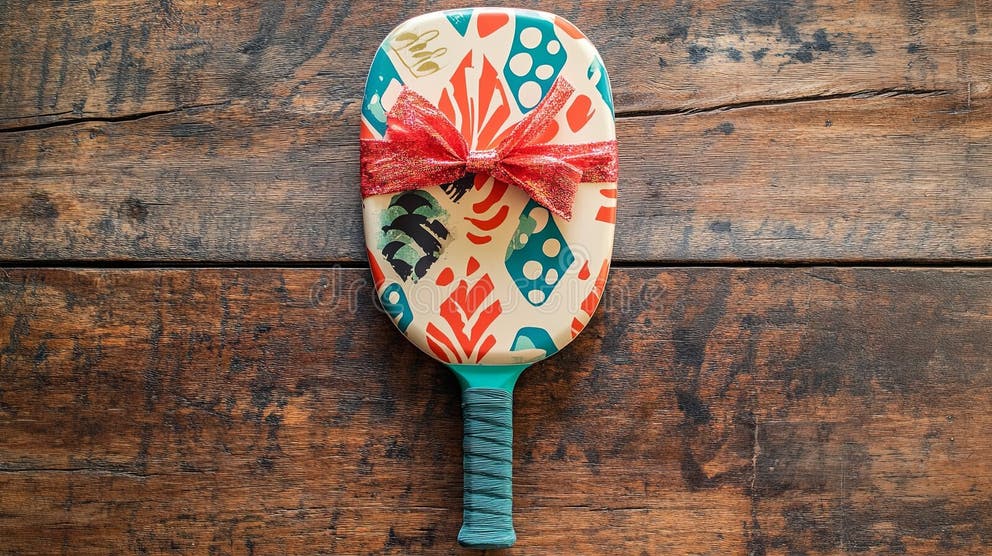 Pickleball Paddle Wrapped As Gift with Bow . Stock Photo - Image of ...