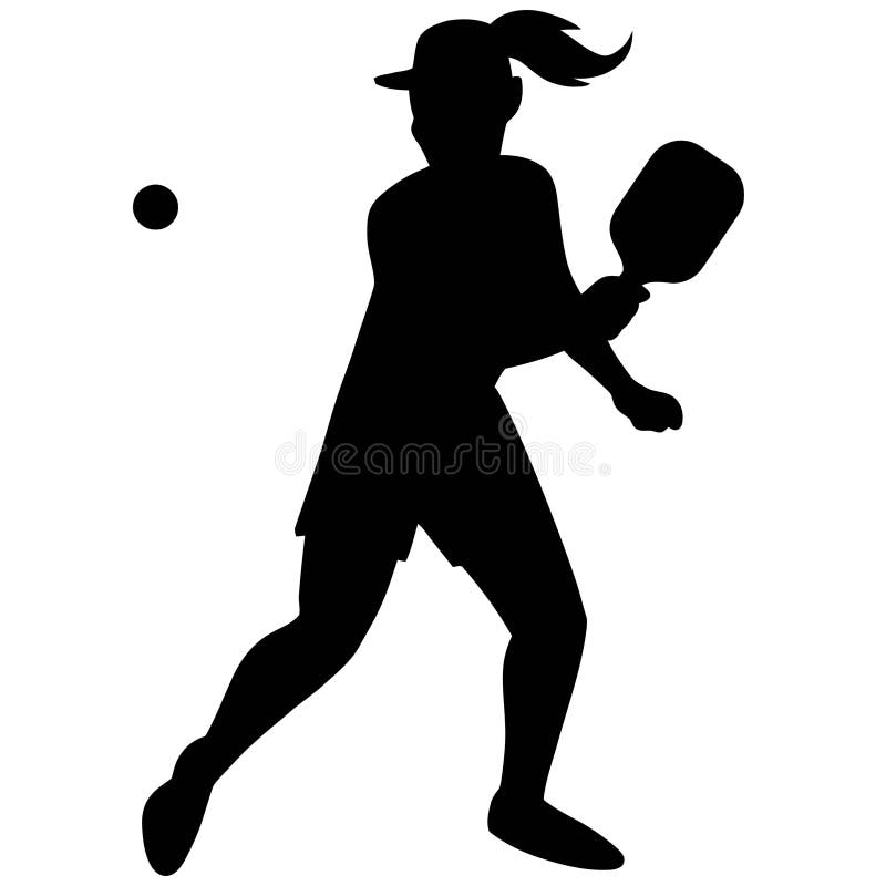 Pickleball Player Female Back Swing Stock Illustration - Illustration ...