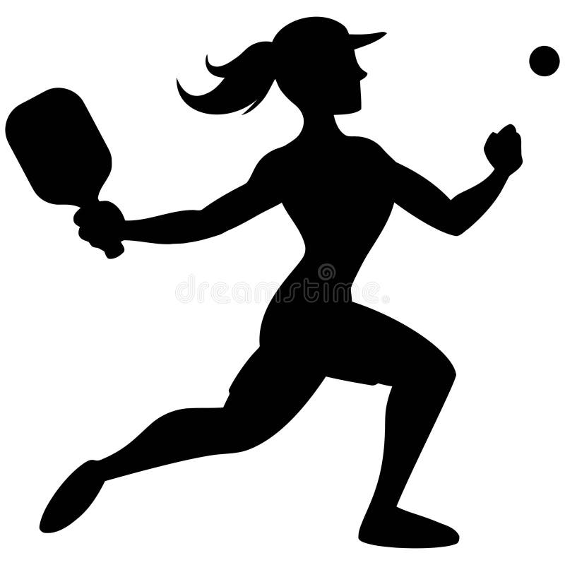 Pickleball Player Female Serving Stock Illustration - Illustration of ...