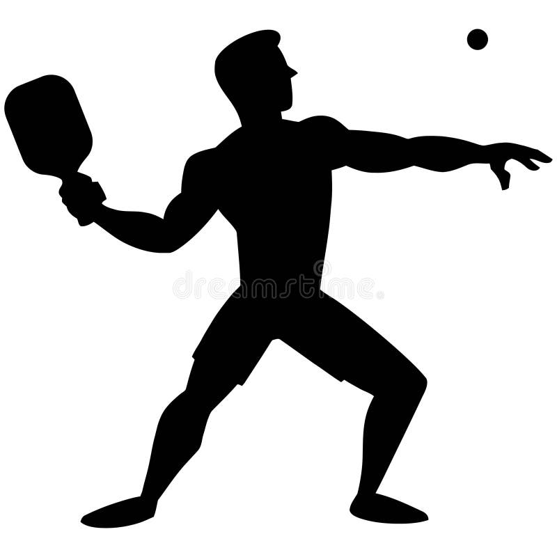 Pickleball Player Serving Ball Stock Illustration - Illustration of ...